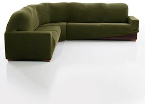 Super strečové potahy NIAGARA zelená rohová sedačka (š. 340 - 540 cm)
