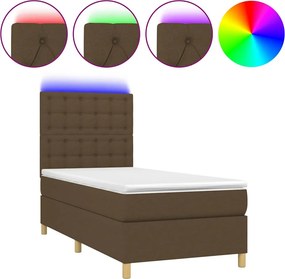 Box spring postel s matrací a LED tmavě hnědá 80x200 cm textil 3135712