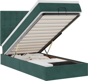 Osmanský rám postele s matracemi tmavě šedá 80x200cm samet 3313580