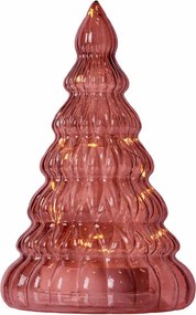 LED svítící stromeček na baterie skleněný, vínový, 23,5 × 13 cm, 3× AA