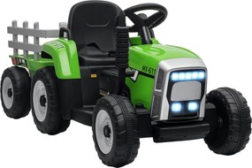 HOMCOM Elektrický Traktor s Přívěsem, Dětský Traktor na Ovládání s Dálkovým Ovladačem, Dětské Elektrické Auto s MP3 Funkcí, Dětské Vozidlo s Předními