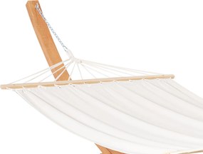 Outsunny zahradní houpací síť s dřevěným stojanem, houpací síť na rám pro 1 osobu, 3,92 m D x 1,2 m Š x 1,1 m V, barva krémovo-hnědá