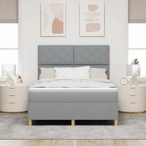 Postel s boxspringem s čelo Světle šedá 140 x 200 cm textil 3339700