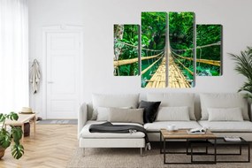 Vícedílný obraz Bambusový Most V Deštném Pralese Nedostatek Nedostatek Přírodní plátno 120x90