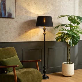 Stojací lampa se stínidlem 45 cm černá se zlatým interiérem - Classico