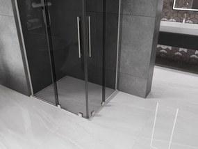 Mexen Velar L Duo, sprchový kout s posuvnými dveřmi 90 x 80 cm, 8mm šedé sklo, broušená ocel, 871-090-080-02-43-97