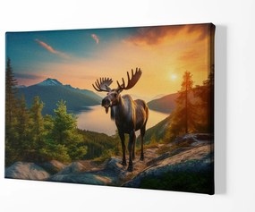 Obraz na plátně - Los stojící nad norským fjordem FeelHappy.cz Velikost obrazu: 180 x 120 cm