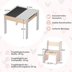 Costway Dětský stolek se 2 židlemi a pojízdnou knihovnou, růžový