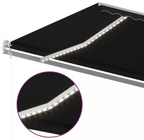 Ručně zatahovací markýza s LED světlem 500x300 cm Dekorhome Krémová
