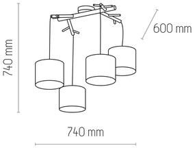 TK LIGHTING Lustr - ALBERO 6554, 230V/15W/4xE27, bílá/borovice