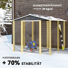 Outsunny Kovový zahradní kůlna, odolný vůči povětrnostním vlivům a nerezový, uzamykatelný, 2,40 x 2,06 x 1,98 m, tmavě šedý