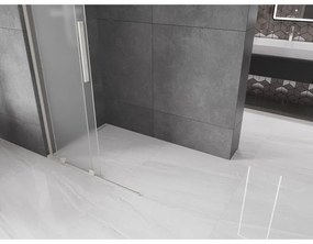 Mexen Velar L, posuvná sprchová zástěna Walk-in 100 x 200 cm, 8mm sklo námraza, broušená ocel, 871-100-003-33-97