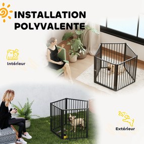 PawHut Park pro psy, park pro zvířata, 5 panelů, přenosný skládací plot, bezpečný, černý
