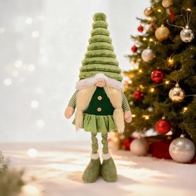 Vánoční dekorace skřítek bílá / zelená 71 cm
