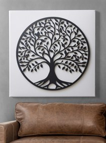 Obraz na plátně - Strom života, černá silueta na bílém pozadí FeelHappy.cz Velikost obrazu: 100 x 100 cm