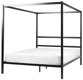 Kovová postel s baldachýnem 160 x 200 cm černá LESTARDS Beliani