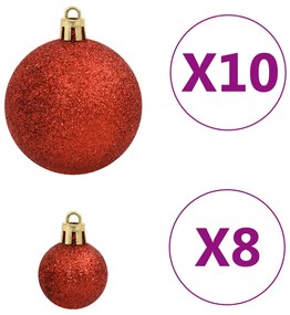 111dílná sada vánočních ozdob červená/zelená/zlatá polystyren - Default Title