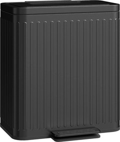 Kuchyňský odpadkový koš, 2 přihrádky po 20 l, efektivní třídění odpadu, nožní pedál, plast, kov, černý
