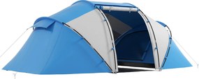 Outsunny Stan na kempování pro 4-6 osob - Lehký, stabilní, voděodolný rodinný stan s předním plachtou, stan s vodním sloupcem 2000 mm, tunelový stan p