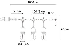 LED světelný řetěz 10 metrů 10 světel jasný IP44 - Chill