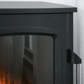 Aosom Elektrický krb s topením, elektrický krb s LED efektem plamene, 1000 W/2000 W dekorativní krb s termostatem, elektrický krbový ohniště, černý