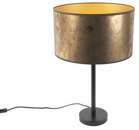 Stolní lampa ve stylu Art Deco černá s odstínem ze starého bronzu 35 cm - Simplo