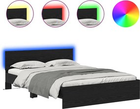 Rám postele s LED pásky Černý dub 120 x 200 cm Kompozitní dřevo 3403585