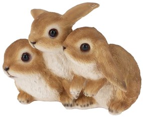 Zahradní figurka z polyresinu Rabbits Trio, 11x17 cm, hnědá