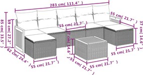 8dílná zahradní sedací souprava s poduškami černá polyratan 3227918