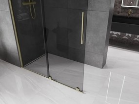 Mexen Velar, sprchová zástěna s posuvnými dveřmi Walk-in 130 x 200 cm, 8mm šedé sklo, zlatá lesklá, 871-130-000-43-50