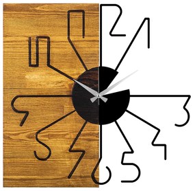 Wallexpert Dekorativní nástěnné dřevěné hodiny Wooden Clock 29, Ořech, Černá