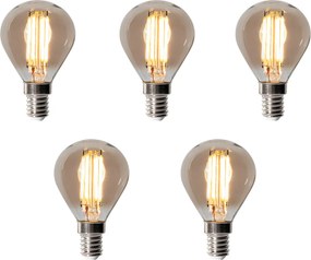 Sada 5 stmívatelných LED žárovek E14 P45 kouřových 5W 470LM 2200K