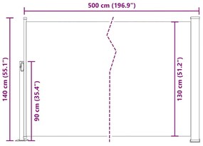vidaXL Marketos Zatahovací boční markýza/zástěna na terasu 140 x 500 cm černá
