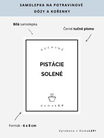 PISTÁCIE SOLENÉ – bílá samolepka na dózu, tučné písmo, 6 x 8 cm | DomaLEP