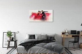 akrylový obraz Lidé červený kouř 100x50 cm