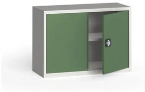 Plechová policová skříň na nářadí KOVONA, 800 x 1200 x 400 mm, 1 police, šedá/zelená