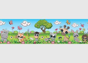 Dětská samolepící bordura na zeď Zvířata | 5 m x 13.8 cm | DWBD8011