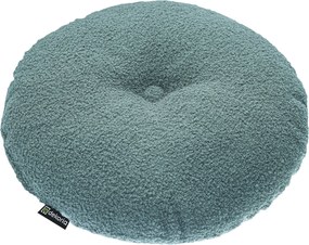 Sametový polštář s knoflíkem barva modrá látka pletený vzor