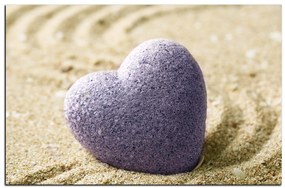 Obraz na plátně - Kámen ve tvaru srdce na písku 1161A (75x50 cm)