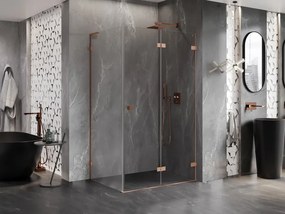 Mexen Lunar-F L, sprchový kout pravý skládací 100 x 80 cm, 8mm čiré sklo, profil měděná matná, 836L-100-080-65-00-P