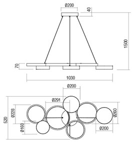 Redo 01-2545 závěsné LED stmívatelné svítidlo Cronos pískově bílá, 65W, 3000K, 103cm