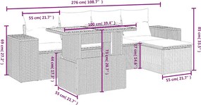 6dílná zahradní sedací souprava s poduškami černá polyratan 3272609