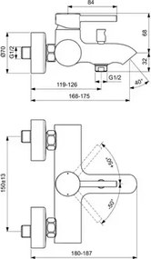 Ideal Standard CeraLine - Vanová nástěnná baterie | chrom