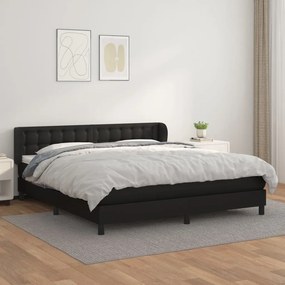 Box spring postel s matrací černá 160x200 cm umělá kůže 3127319