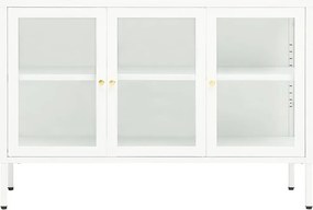 Příborník bílý 105 x 35 x 70 cm ocel a sklo 336068