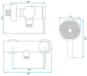 Rea Foss, sprchová baterie s ruční sprchovou soupravou, měděná matná, REA-B9636