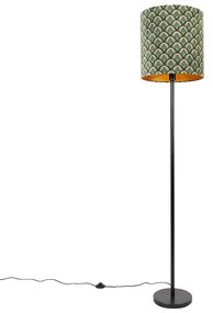 Stojací lampa černý odstín páv design zlato uvnitř 40 cm - Simplo
