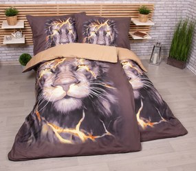 TP Zvýhodněná sada 3D povlečení na dvě lůžka 140x200+70x90 - Thunder lion