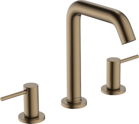 Hansgrohe Tecturis S, 3-otvorová umyvadlová baterie 150 EcoSmart+ s odtokovou soupravou Push-Open, kartáčovaný bronz, HAN-73330140