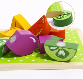 Tooky Toy Dřevěná hra pro děti na krájení zeleniny 6 ks
